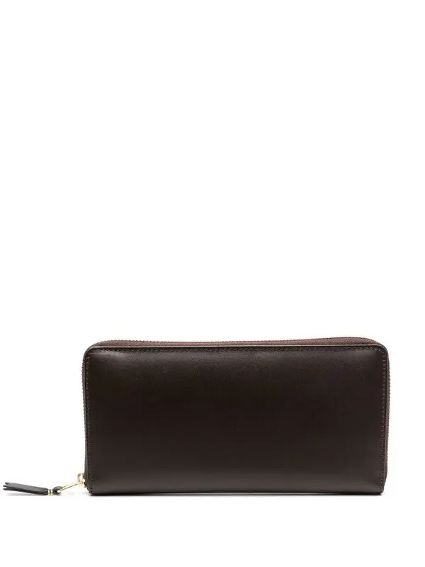 Comme Des Garçons Zip-up Calf Leather Cardholder - Brown