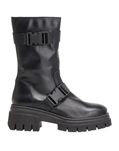 By Yoox Leather Buckle Biker Boots Ankle Boots Size Calfskin In