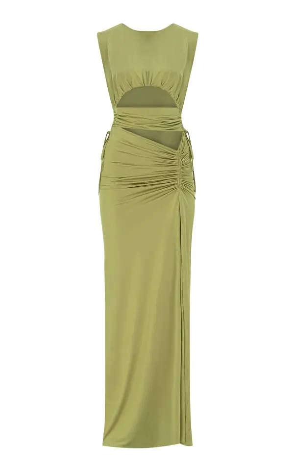 ILA. Jordan Jersey Cutout Maxi Dress Xs - Green | Editorialist