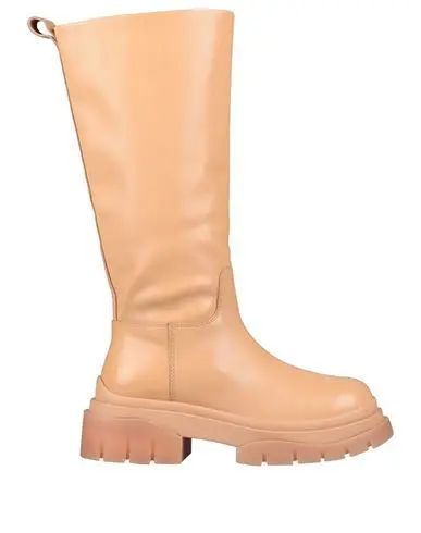 Ash Leather Chunky Boots - Beige