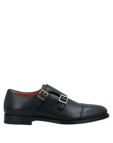 Santoni Dark Soft Leather Loafers - Black