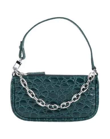 By Far Baguette Bag In Cow Leather With Crocodile Print - Green