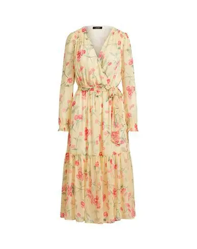 Ralph Lauren Floral Crinkled Georgette Midi Dress