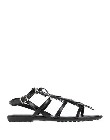 TOD'S Ankle Strap Leather Sandals - Black