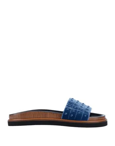 TOD'S Velvet Slide Sandals With Studs - Blue