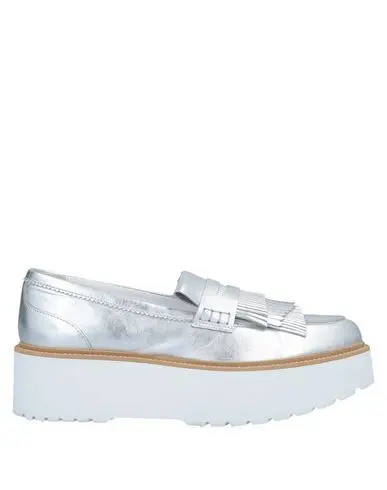 Hogan Loafers In Soft Leather With Flatform Sole - Silver