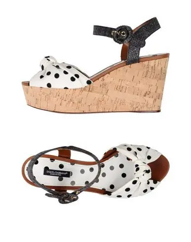 Dolce & Gabbana Woven Polka-dot Wedge Sandals