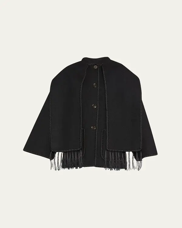 TOTÊME Embroidered Fringe-trim Scarf Jacket - Black
