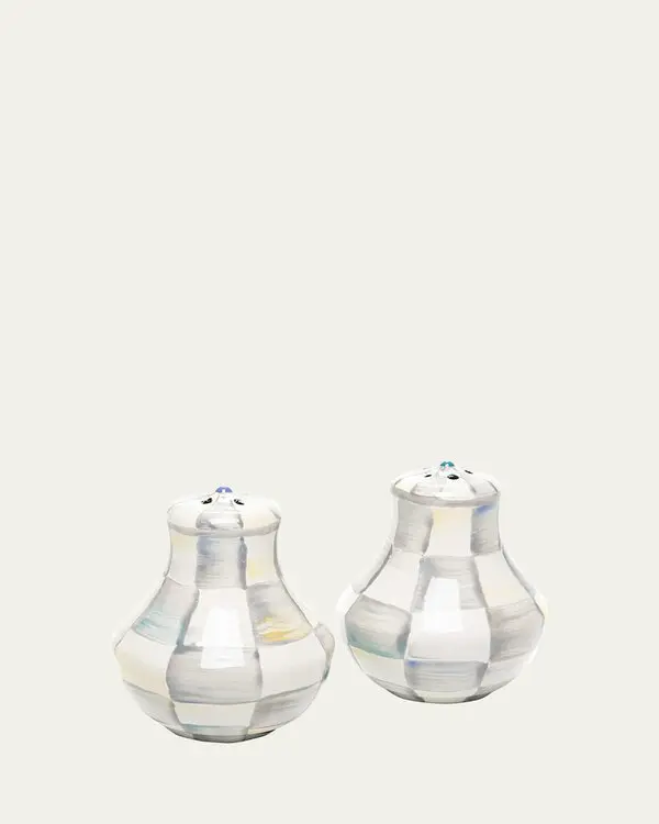 MACKENZIE-CHILDS Sterling Check Enamel Salt Pepper Shakers - One-color