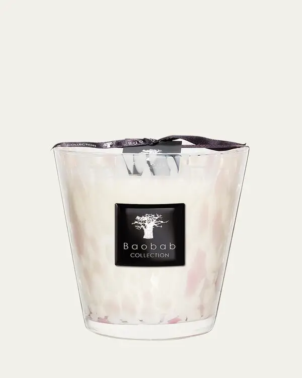 BAOBAB COLLECTION White Pearls Candle, 6.3 - White/pink