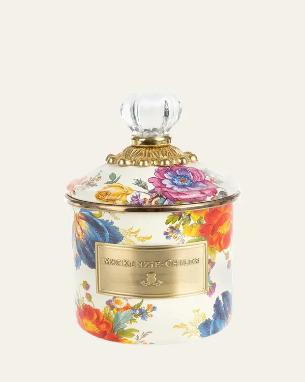 MACKENZIE-CHILDS Flower Market White Demi Canister - White Pattern