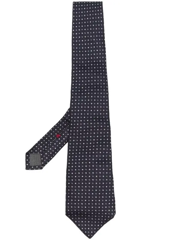 Brunello Cucinelli Embroidered-pattern Detail Tie - Blue