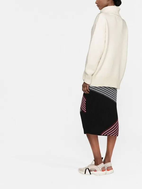 Stella McCartney 3d Stripes Wool Midi Skirt - Grey