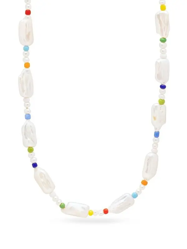 NIALAYA JEWELRY Elongated Pearls Choker Necklace - White