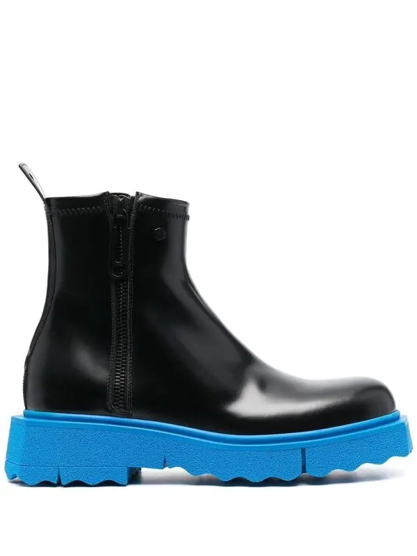 Off-White Sponge Sole Zip-fastening Ankle Boots - Black Blue