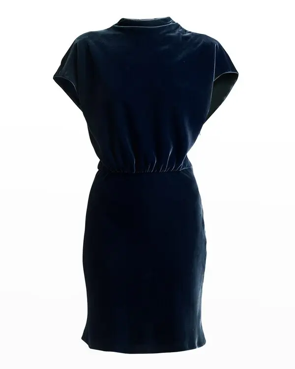 Giorgio Armani Draped Velvet Dress - Dark Blue