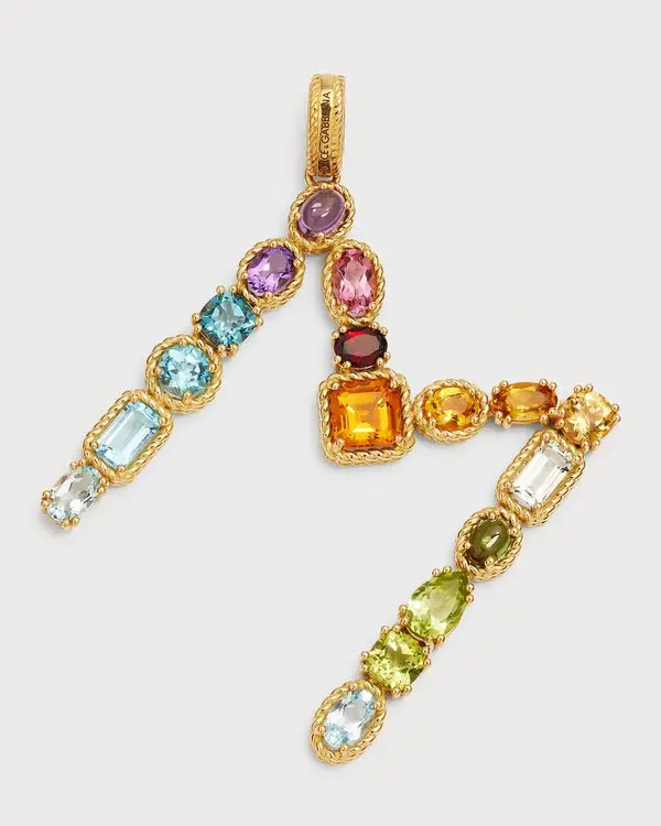 Dolce & Gabbana Yellow Gold Multi Fine Gem Charm, Letter M