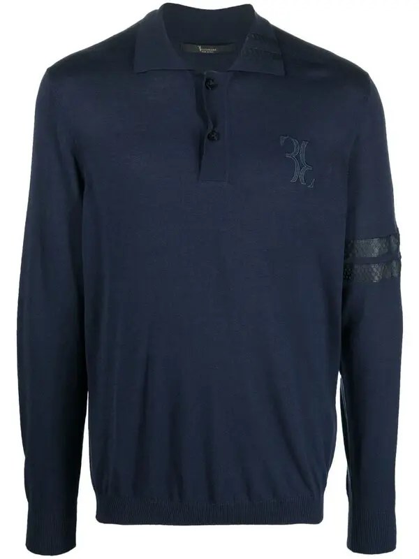 BILLIONAIRE Logo-patch Silk Blend Jumper - Blue