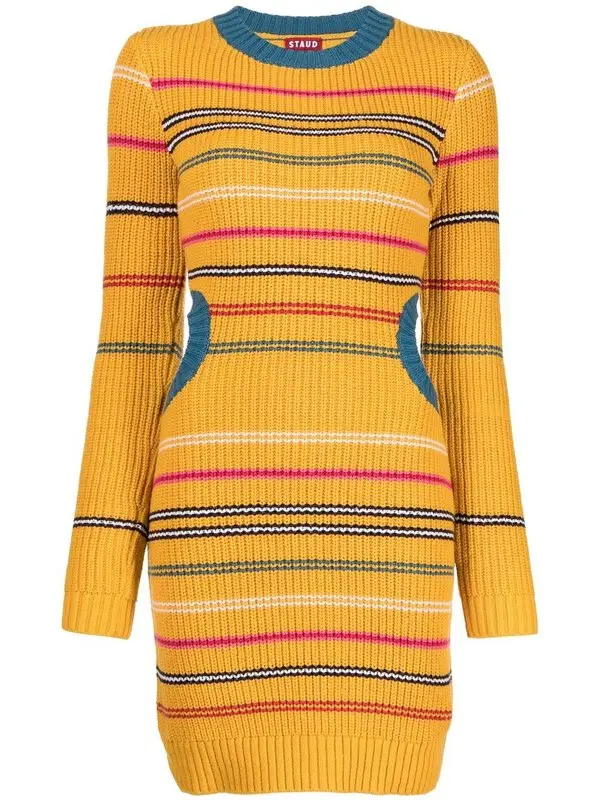 Staud Knitted Striped Mini Dress