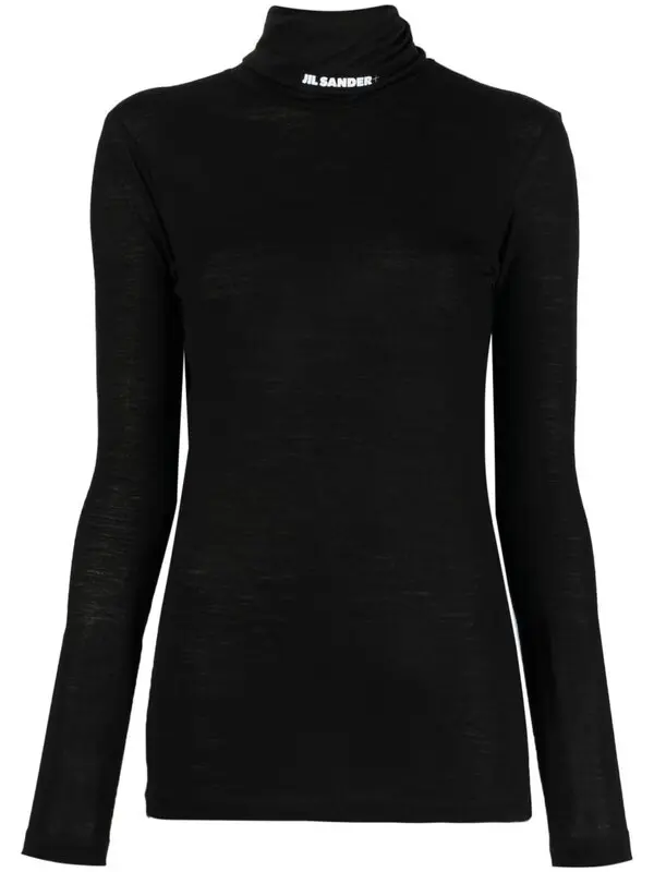 JIL SANDER Funnel-neck Top - Black