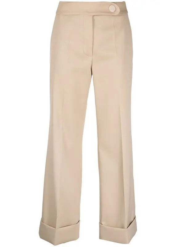 LANVIN Mid-rise Cropped Wool Trousers - Neutrals