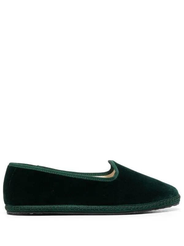 SCAROSSO Valentina Velvet Loafers - Green