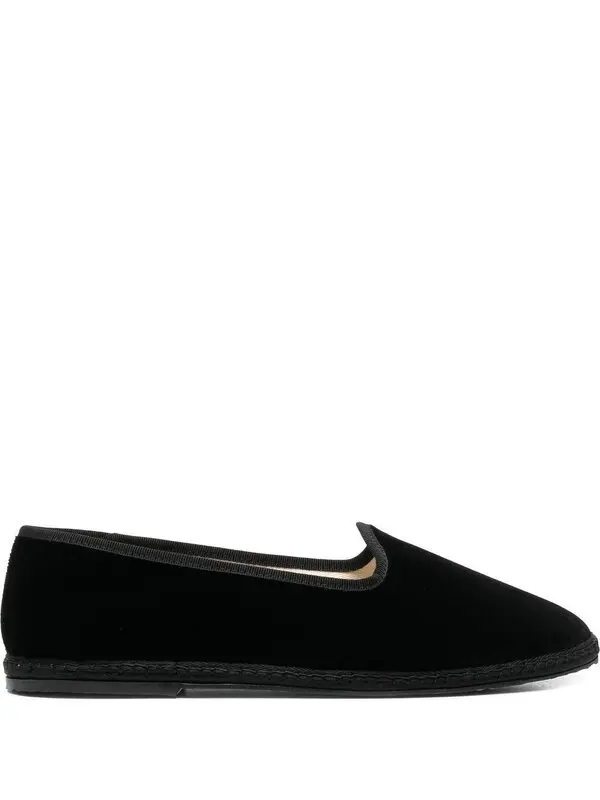 SCAROSSO Velvet Slip-on Loafers - Black