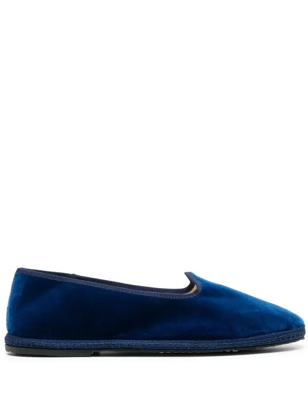 SCAROSSO Velvet Slip-on Loafers - Blue