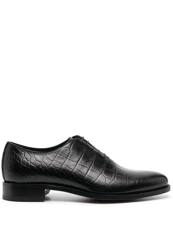 SCAROSSO Crocodile-effect Leather Lace-up Shoes