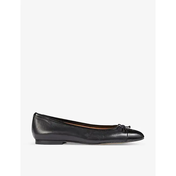 LK BENNETT Leather Ballet Pumps With Bow Detail - Bla-black