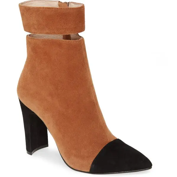 42 Gold Kiki Pointed Toe Bootie Chestnut Suede Editorialist