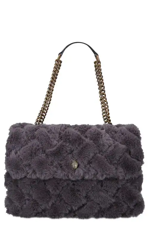 Kurt Geiger Kensington Xxl Quilted Faux Fur Shoulder Bag In Grey