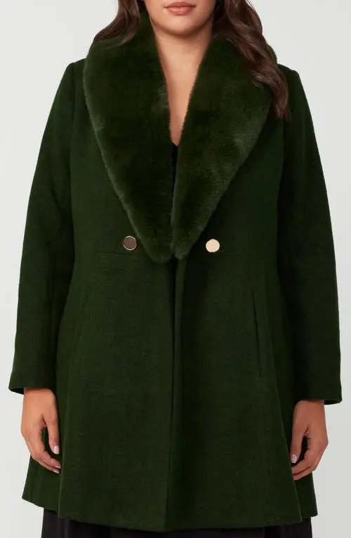 ESTELLE Grammy Coat With Faux Fur Collar - Olive