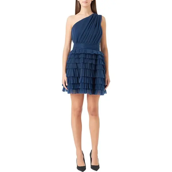 Endless Rose One-shoulder Tiered Minidress - Olympian