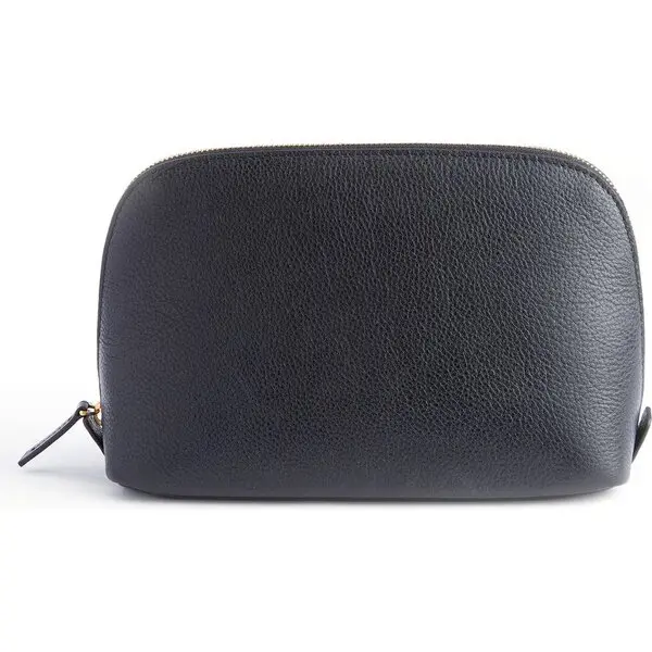 ROYCE NEW YORK Personalized Leather Cosmetic Bag - Black - Gold Foil