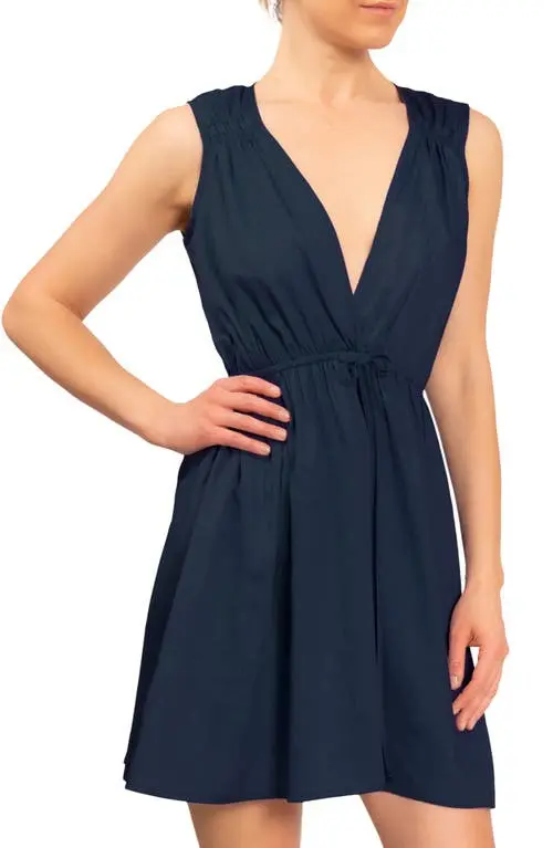 EVERYDAY RITUAL Dawn Fit & Flare Cotton Nightgown - Inky Blue