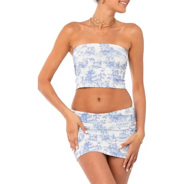 EDIKTED Delft Print Tube Top