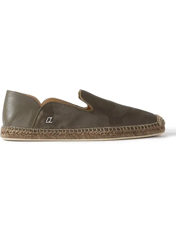 CHRISTIAN LOUBOUTIN Leather-trimmed Logo-jacquard Canvas Espadrilles