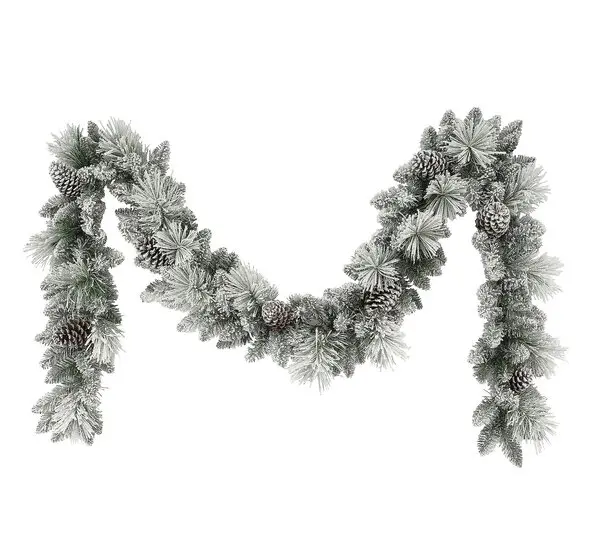 PULEO INTERNATIONAL Puleo 9' X 10' Flocked Berkshire Spruce Garland