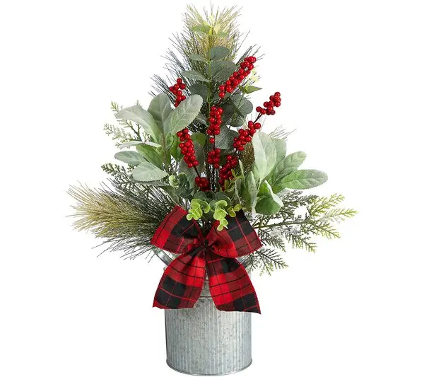 NEARLY NATURAL 20' Holiday Winter Greenery, Pin Cone, Berries