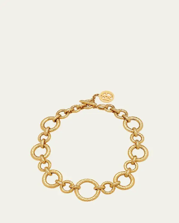 BEN-AMUN Plated Hammered Chain Necklace - Gold