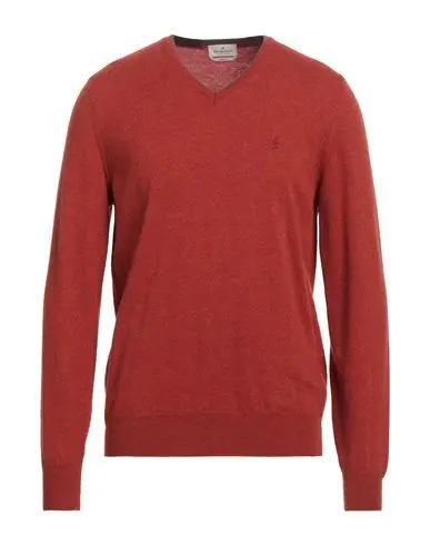 BROOKSFIELD Virgin Wool V-neck Sweater - Orange