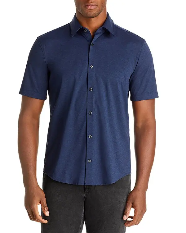 Hugo Boss Ermino Slim Fit Short Sleeve Shirt - Dark Blue