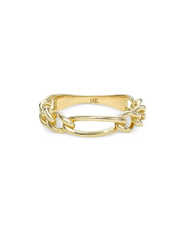 ZOE LEV 14k Yellow Figaro Link Ring