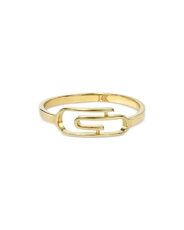 ZOE LEV 14k Yellow Paperclip Ring