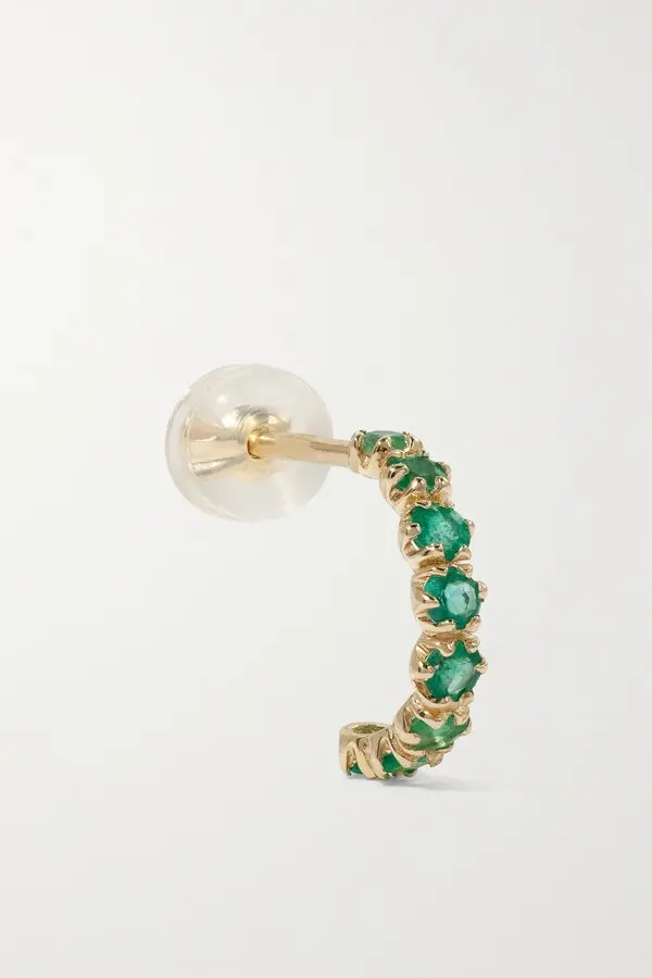 Pascale Monvoisin Ava 9-karat Emerald Single Hoop Earring - Green