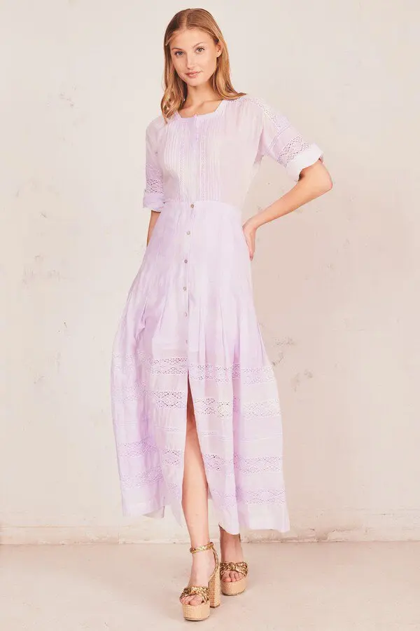 edie cotton midi dress Love Shack Fancy Womens Edie Cotton Midi Dress Peony Pink size P (US 00)