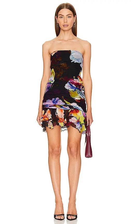 Rococo Sand Ruched Mini Dress - Black