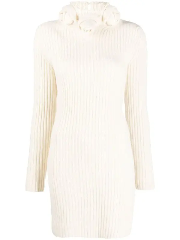 Blumarine Roll-neck Mini Dress - Neutrals