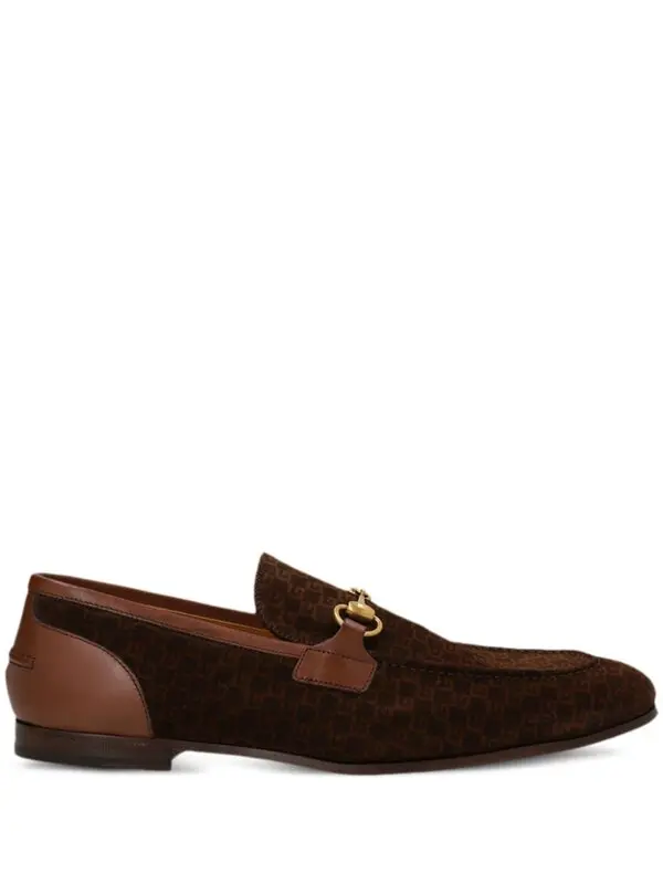 Gucci Jordaan Monogram Loafers - Brown | Editorialist display picture 3